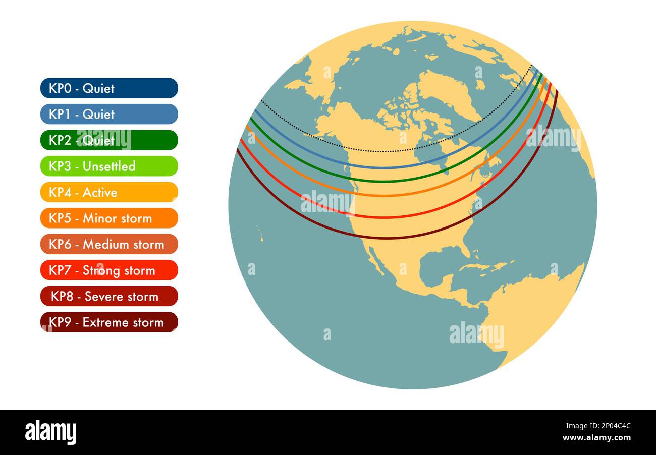 Carte mondiale de l'intensité et de la visibilité des aurores boréales ...