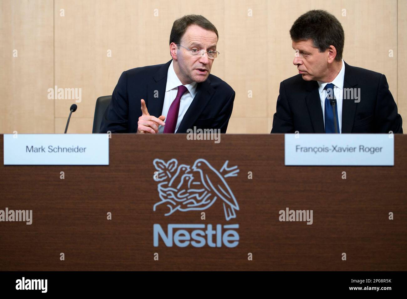 Nestle's new CEO Ulf Mark Schneider, left, and Nestle's CFO Francois ...