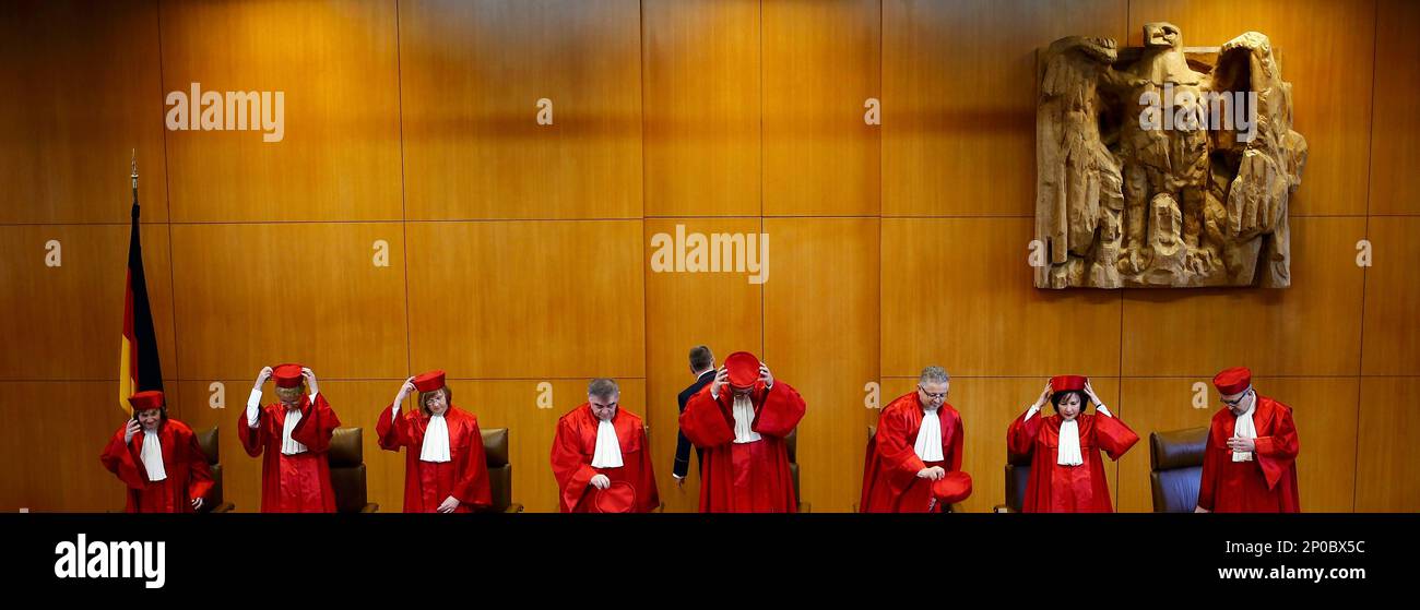The judges of the German Constitutional Court, from left, Christine ...