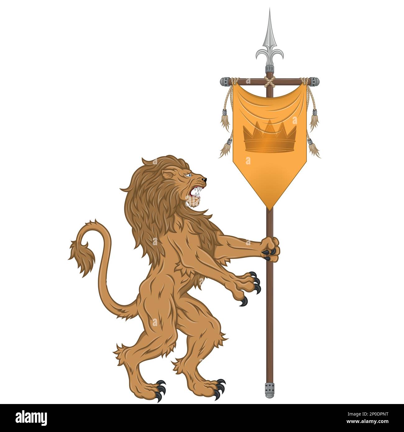 Motif vectoriel de lion endémique avec ponnant médiéval, symbole ...