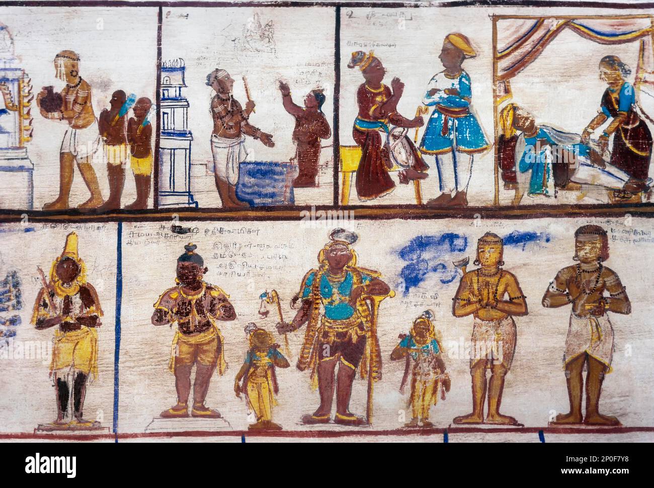 Histoire de Lord Shiva, fresque murale du 16th siècle dans le mur du ...