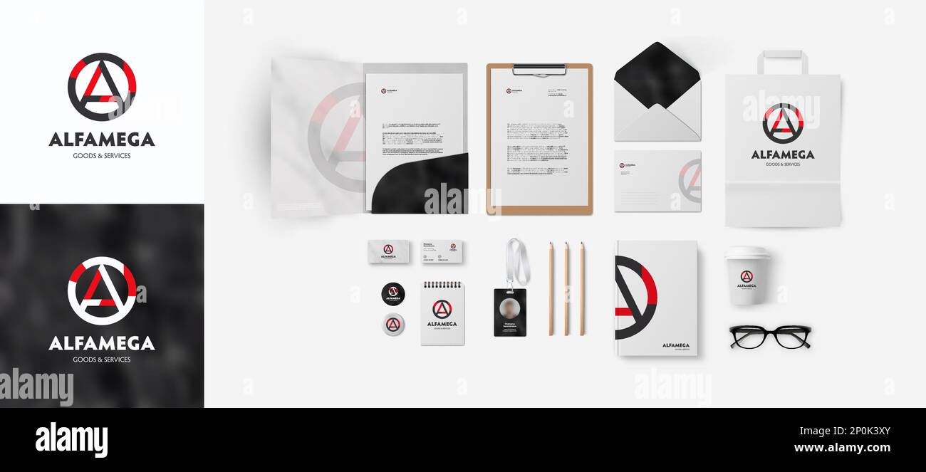 Grand ensemble d'identité d'entreprise avec enveloppe, carte de visite ...