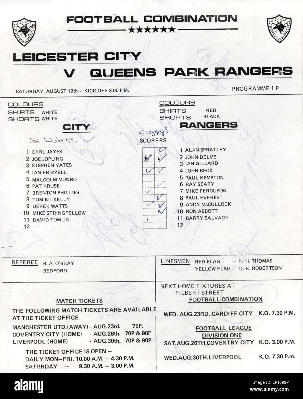 Programme de football historique Banque de photographies et d’images à ...