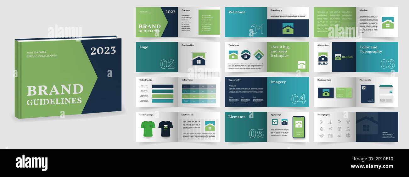 Modèle de directives sur la marque. Maquette de présentation du manuel ...
