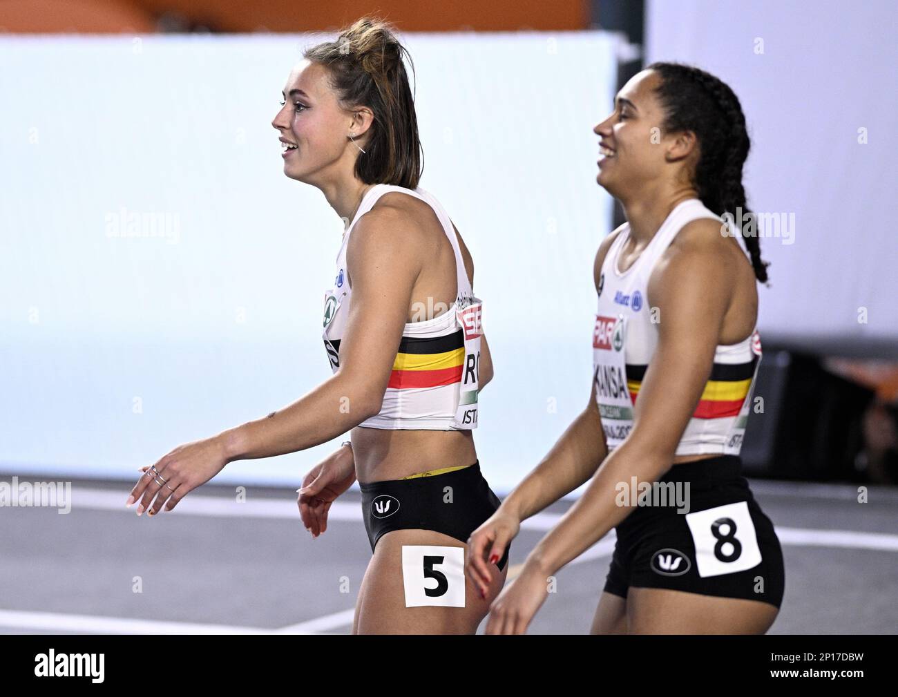 Rani Rosius Belge et Delphine Nkansa Belge célèbrent un record personnel lors de la finale ...