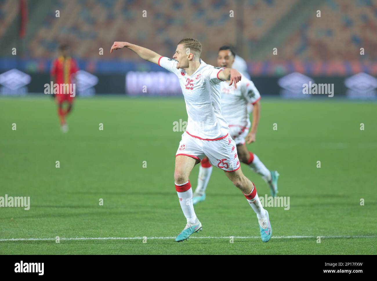 Égypte, le Caire 03 mars 2023 - Samy Chouchane, de Tunisie, célèbre après avoir marqué son but ...