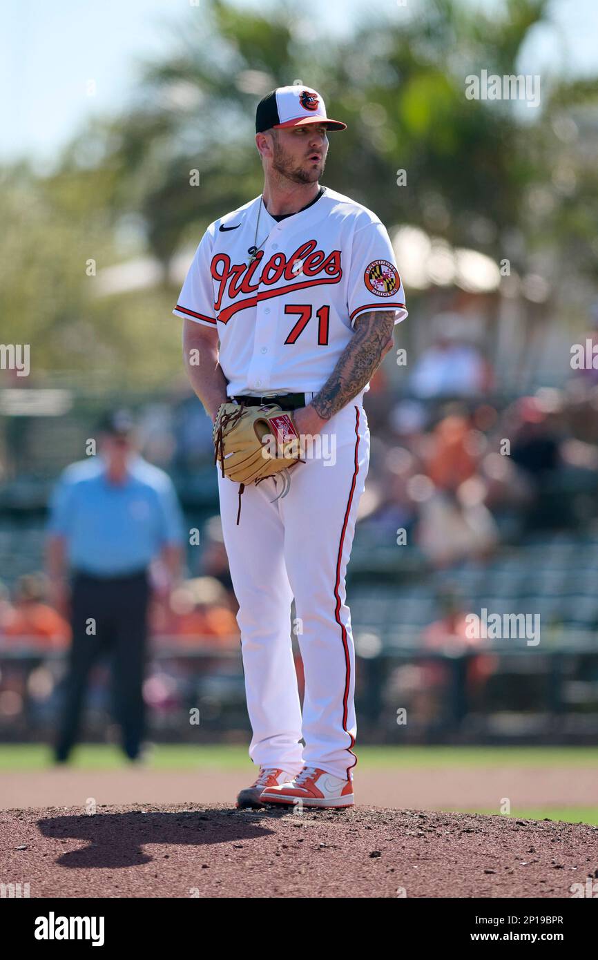 Baltimore Orioles pitcher Logan Gillaspie (71) during a spring training ...