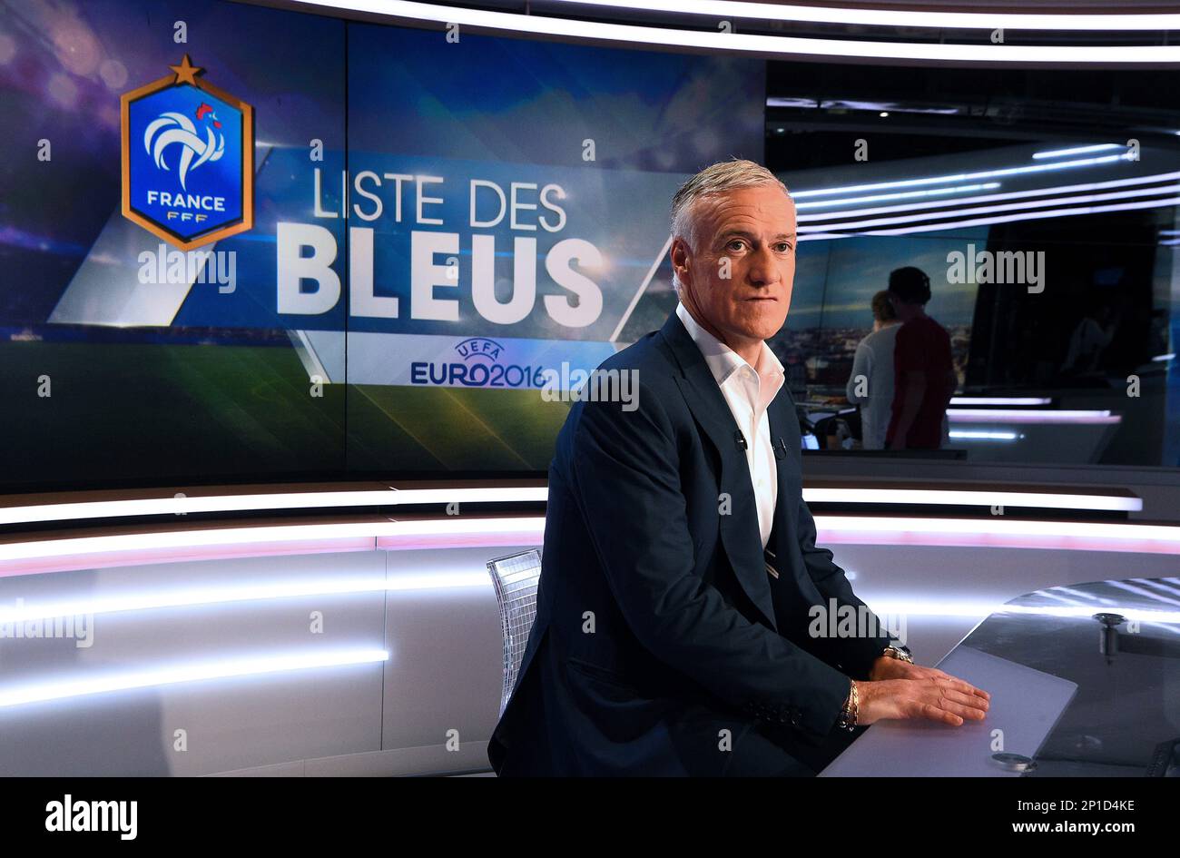 France's football team head coach Didier Deschamps poses before taking ...