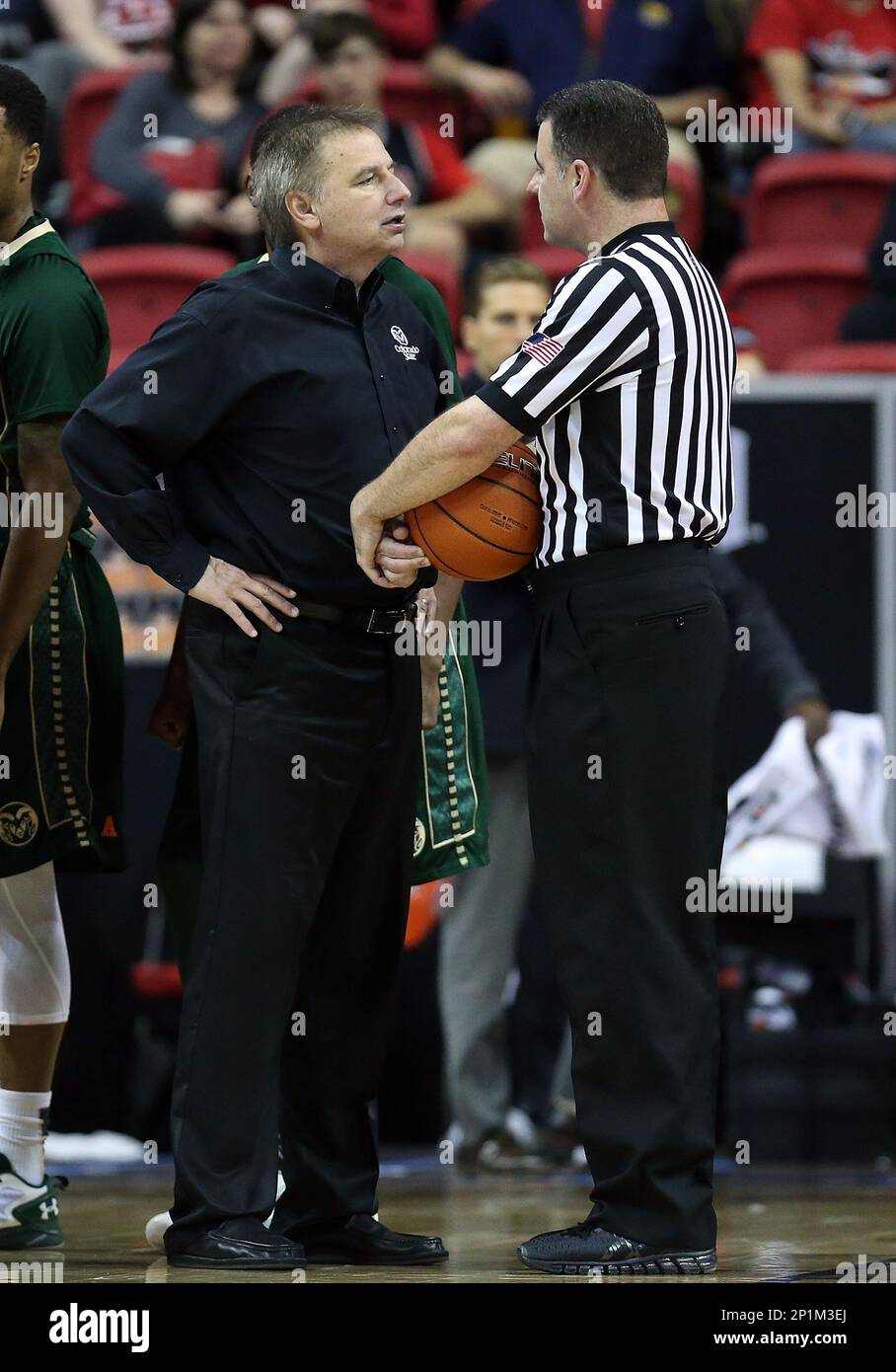 10 March 2016: Colorado State Rams head coach Larry Eustachy (left ...