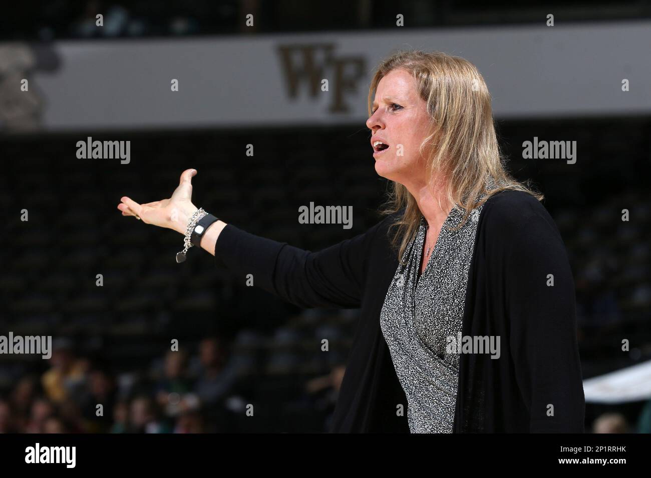 28 January 2016: Wake Forest head coach Jen Hoover. The Wake Forest ...