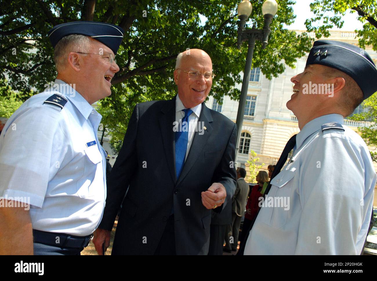 Sen. Pat Leahy, D-Vt., center, shares a laugh with Maj. Gen. Roger ...