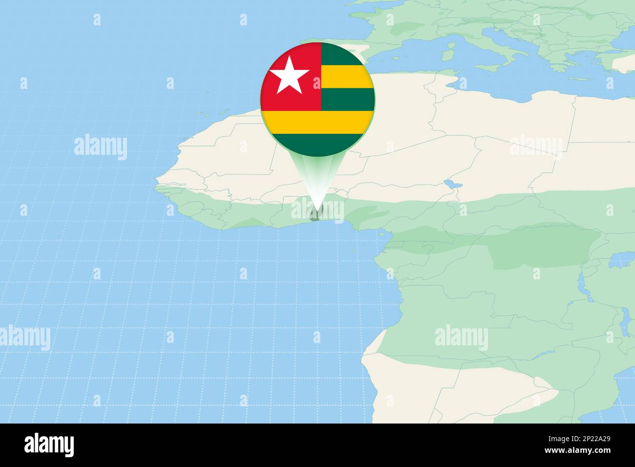 Illustration de la carte du Togo avec le drapeau. Illustration ...