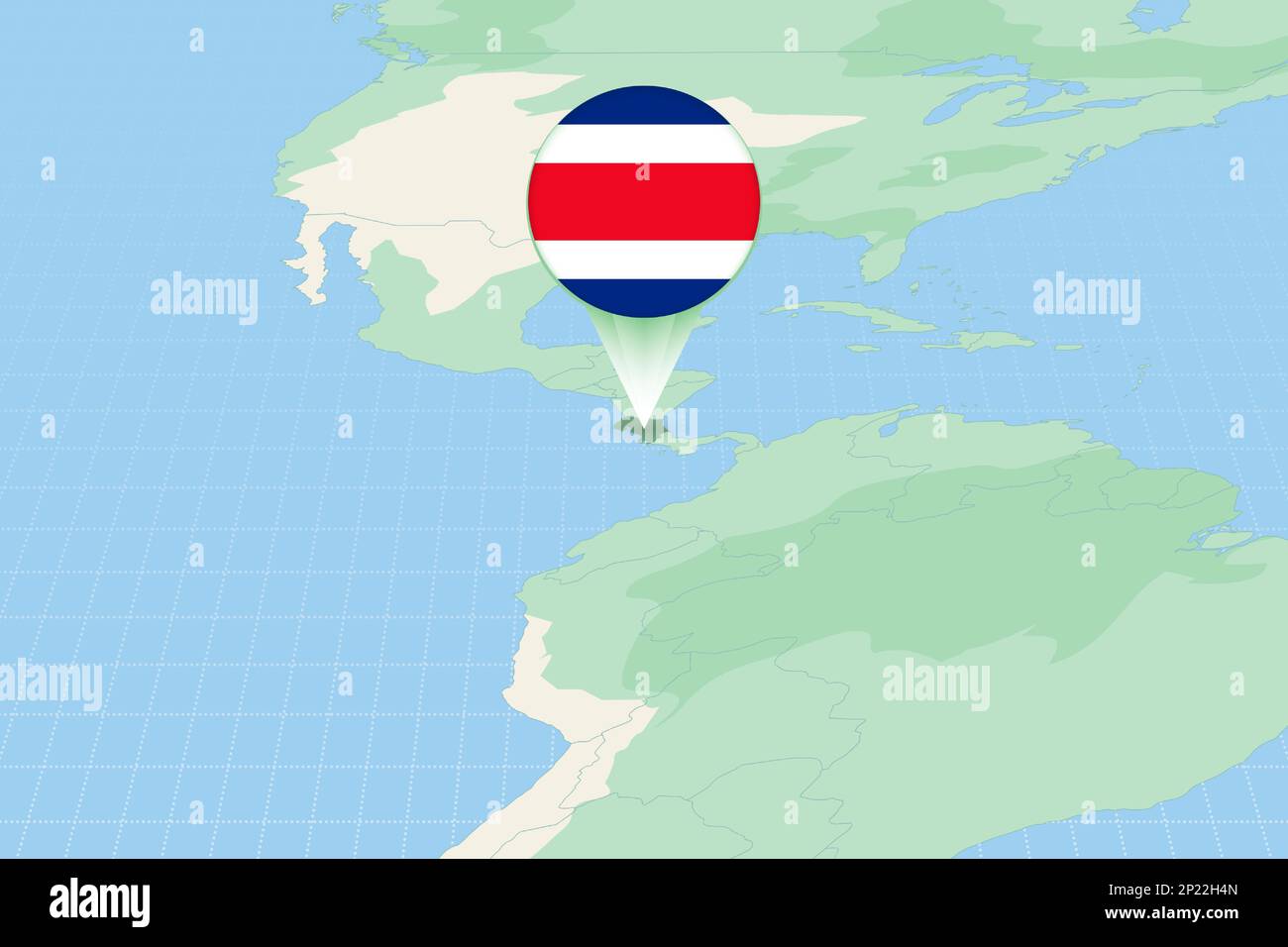 Illustration de la carte du Costa Rica avec le drapeau. Illustration ...