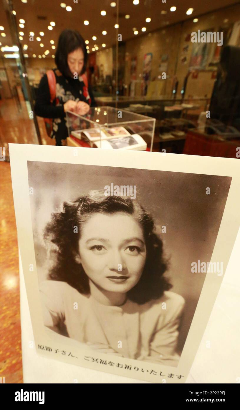 A portrait photo of actress Setsuko Hara is placed at an altar of the ...