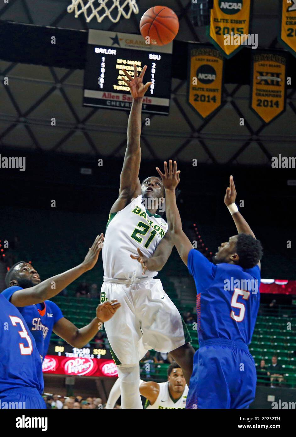 Baylor forward Taurean Prince (21), center, shoots over Savannah State ...