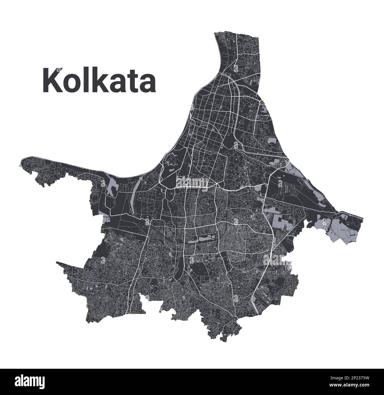 Carte de Kolkata. Carte vectorielle détaillée de la zone administrative ...