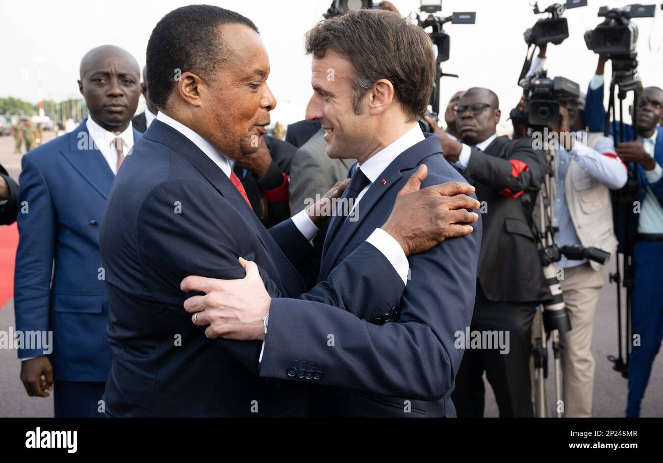 Le Président de la République du Congo Denis Sassou-Nguesso accueille ...