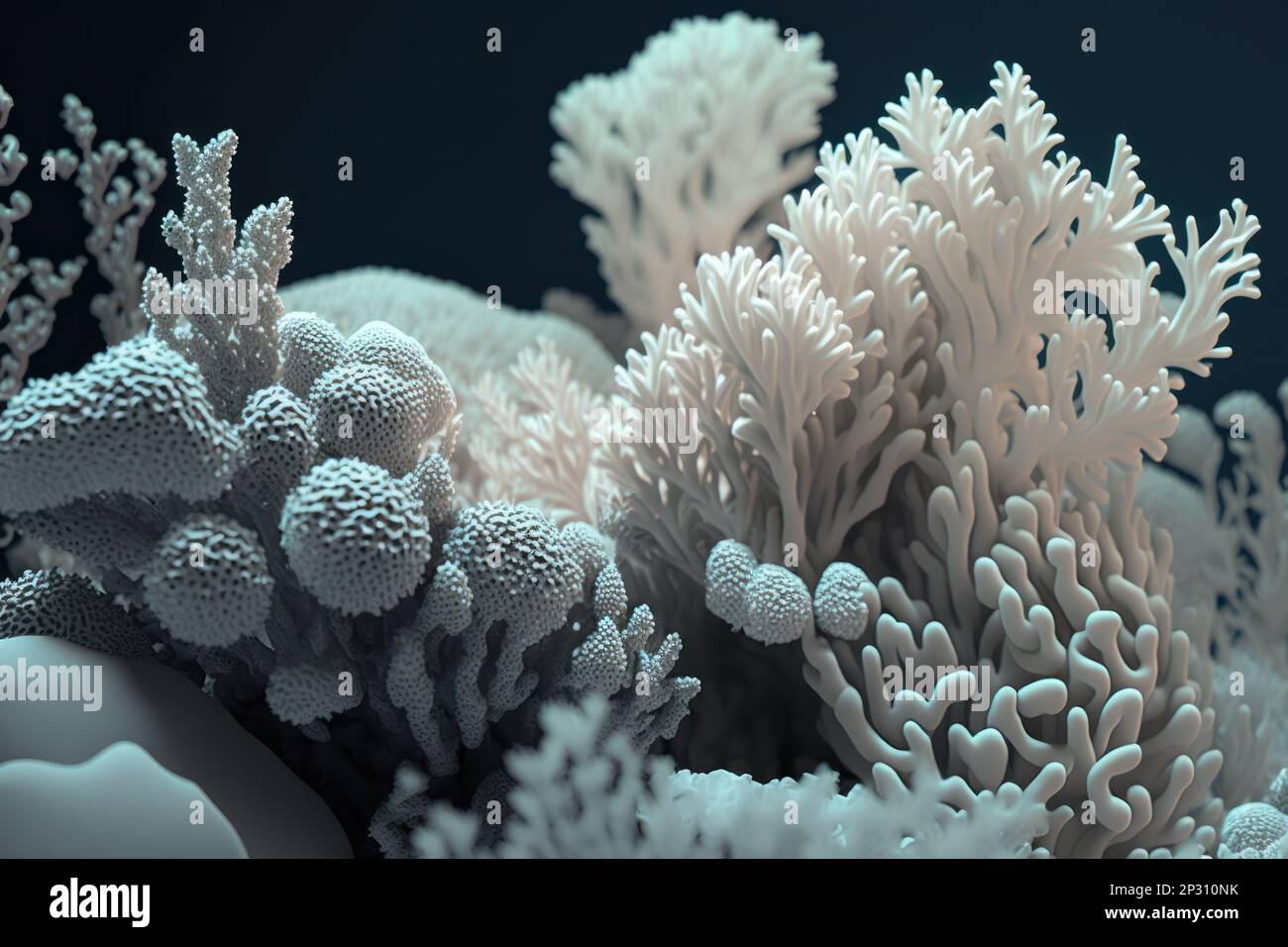 Beaux coraux marins hermatypiques blancs élaborés de diverses espèces ...