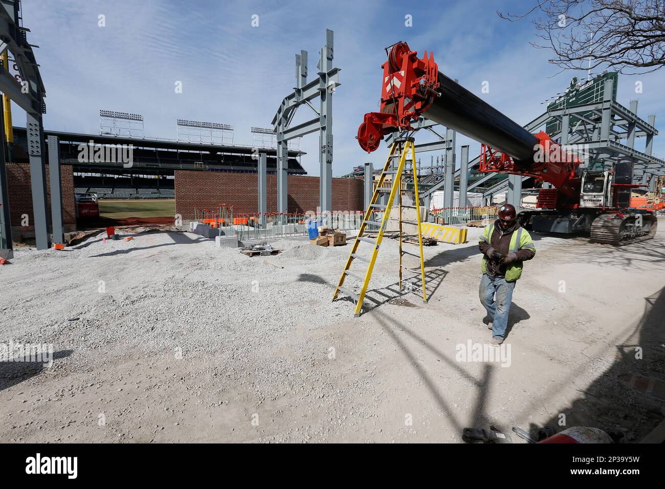 A general view of the exterior of Wrigley Field, home of the Chicago ...