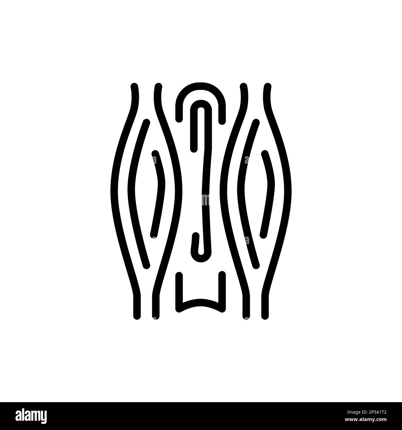 Icône de la ligne noire du muscle d'enflure. Rhumatologie. Pictogramme ...