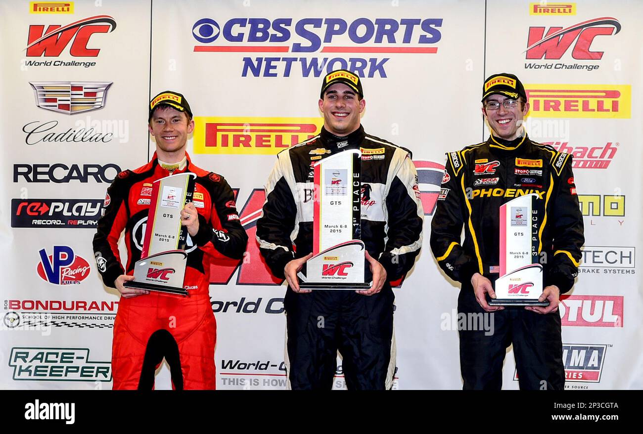 March 08, 2015: GTS race podium are 2nd place, Ben Clucas, driving a ...
