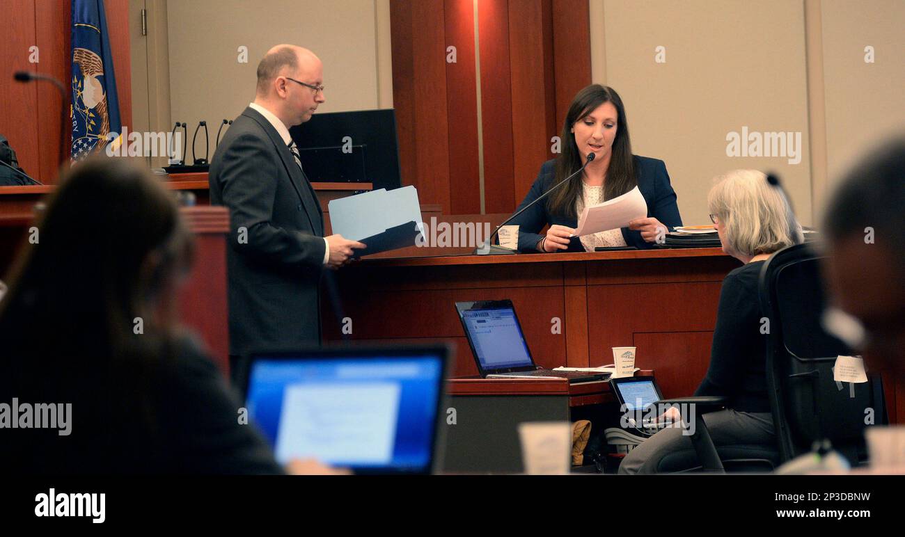 Prosecutor Matthew Janzen, left, questions Emily Jeskie, of Sorenson ...