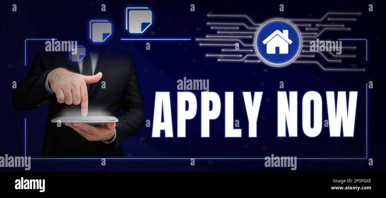 Affiche appliquer maintenant. Idée d'affaires un acte d'une personne ...