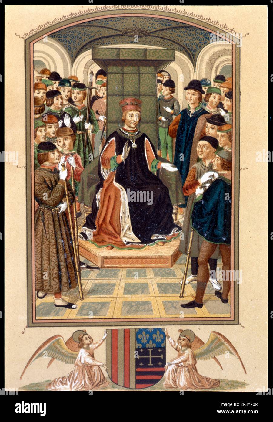 "La liberté des fets et des dits du grand roi Alfonso", plaque d'un ...