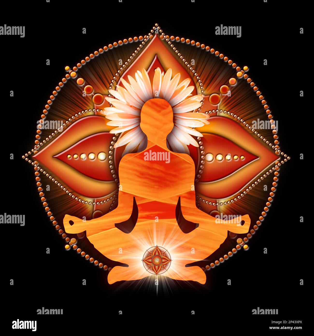 La méditation du chakra à la racine dans la pose du Lotus de yoga ...