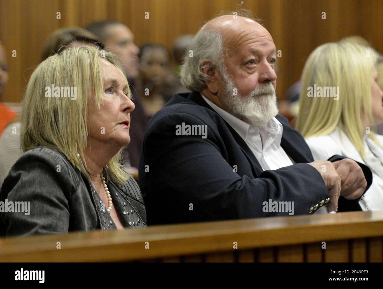 Parents of the late Reeva Steenkamp, June, left, and Barry Steenkamp ...