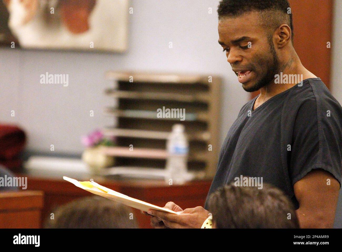 Jason Griffith reads a letter to the court during his sentencing ...