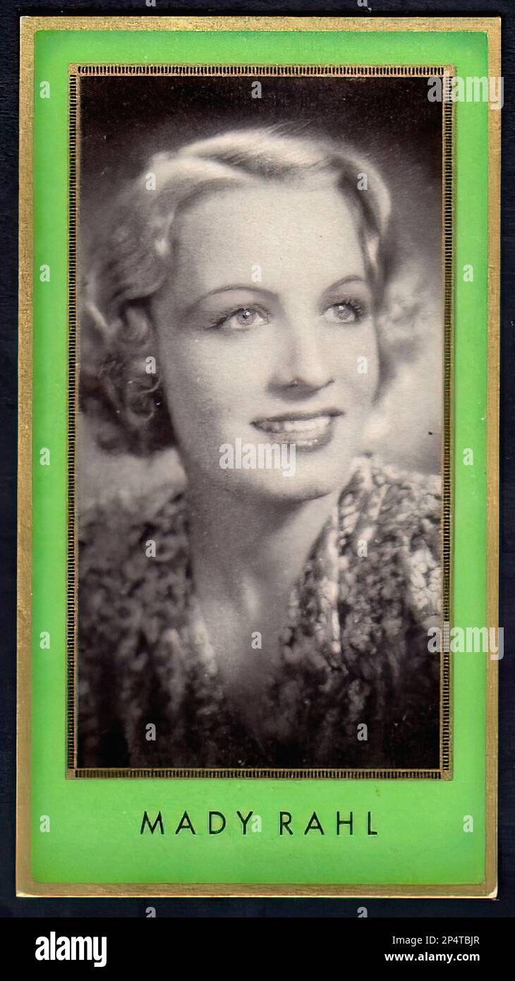 Portrait de l'actrice Mady Rahl - carte à cigarettes allemande ancienne ...
