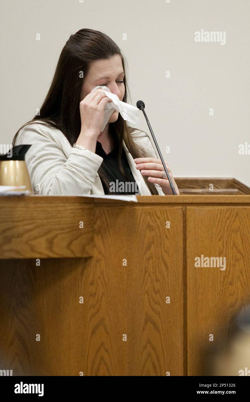 Alexis Somers wipes tears from her eyes while testifying at the trial ...