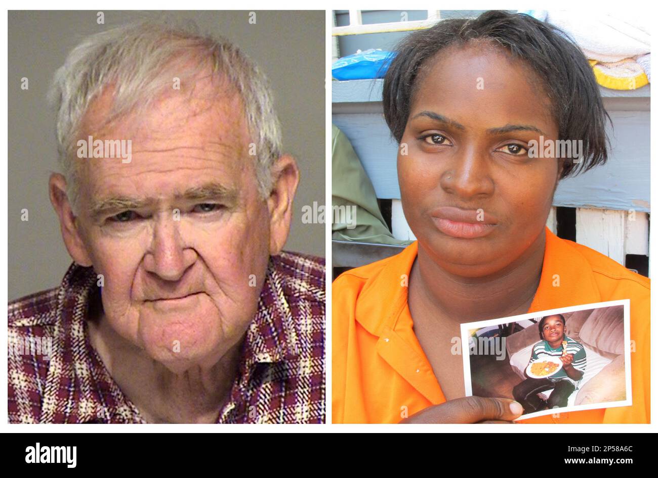 FILE - This combination of file photo shows Particia Larry, right, on ...