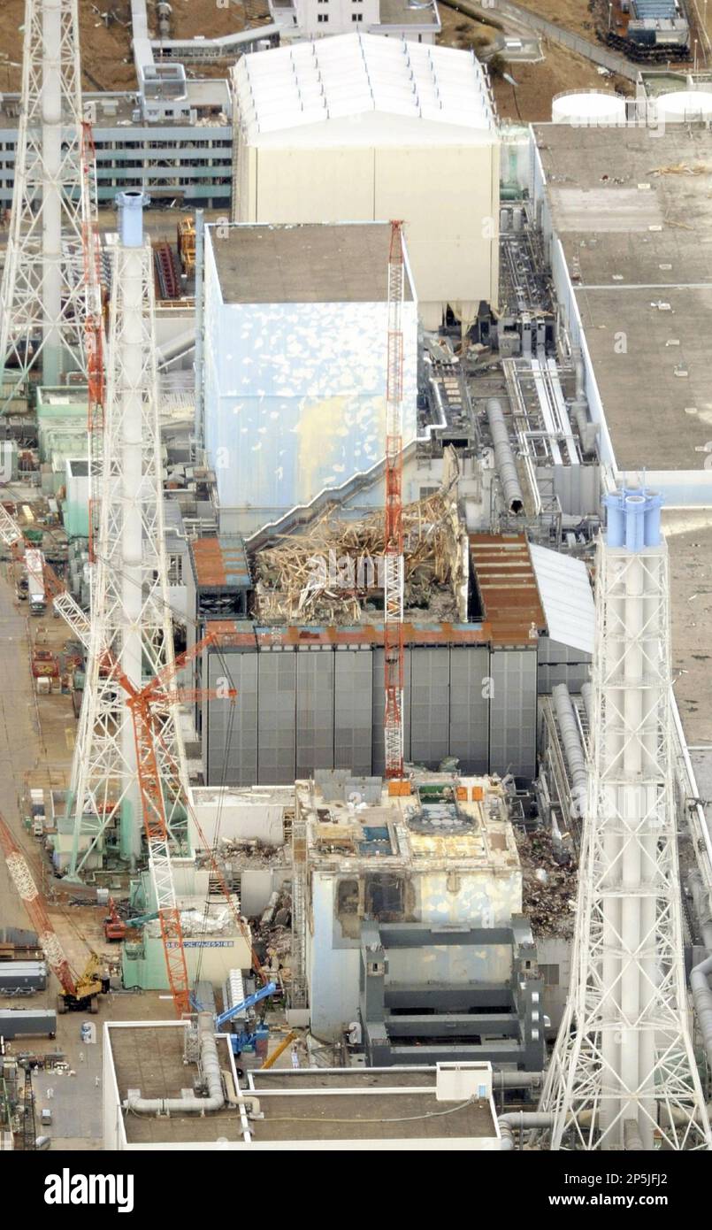 An aerial photo shows the Fukushima No. 1 nuclear power plant (from ...