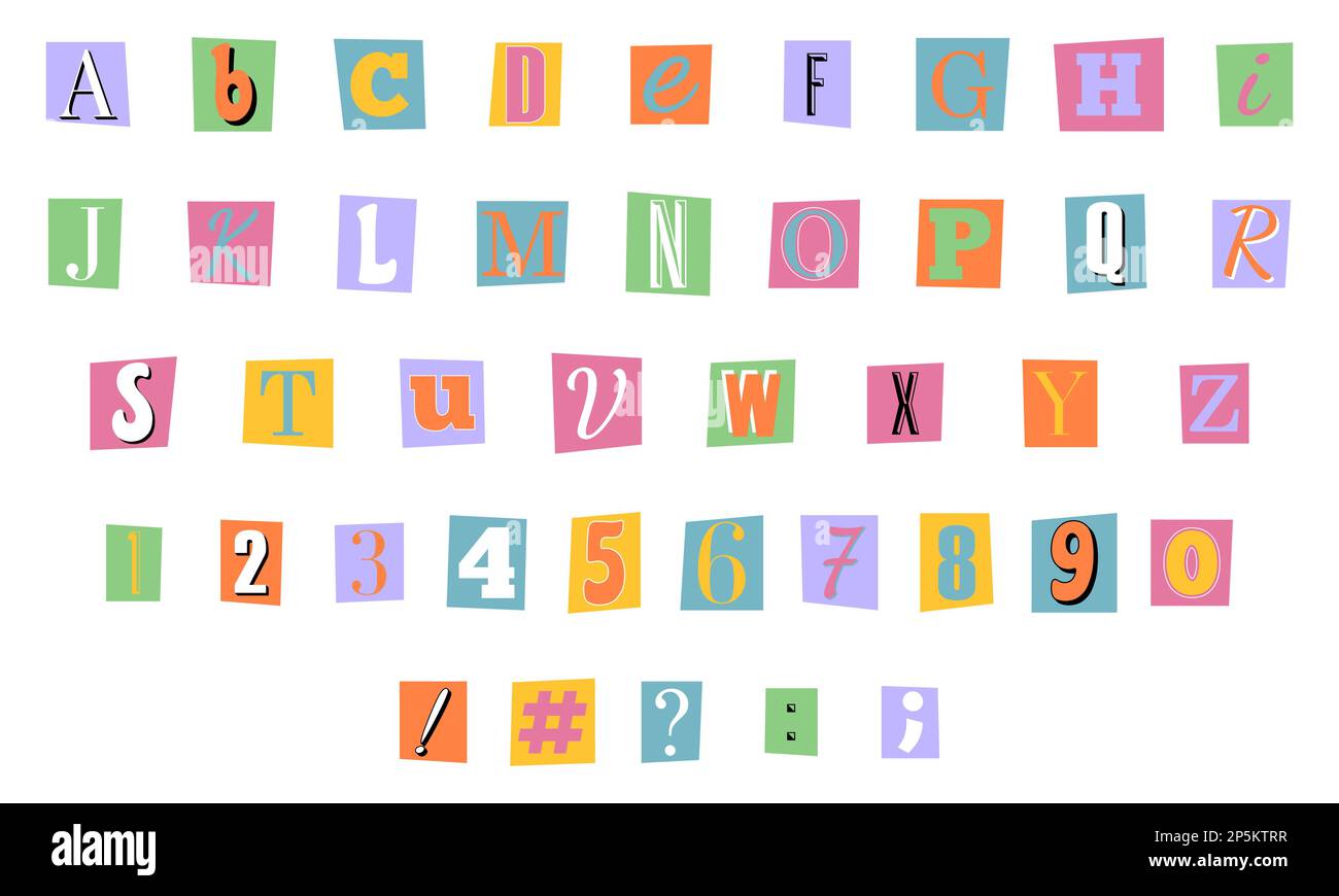 Des lettres, des chiffres et des signes de ponctuation anonymes tirés ...