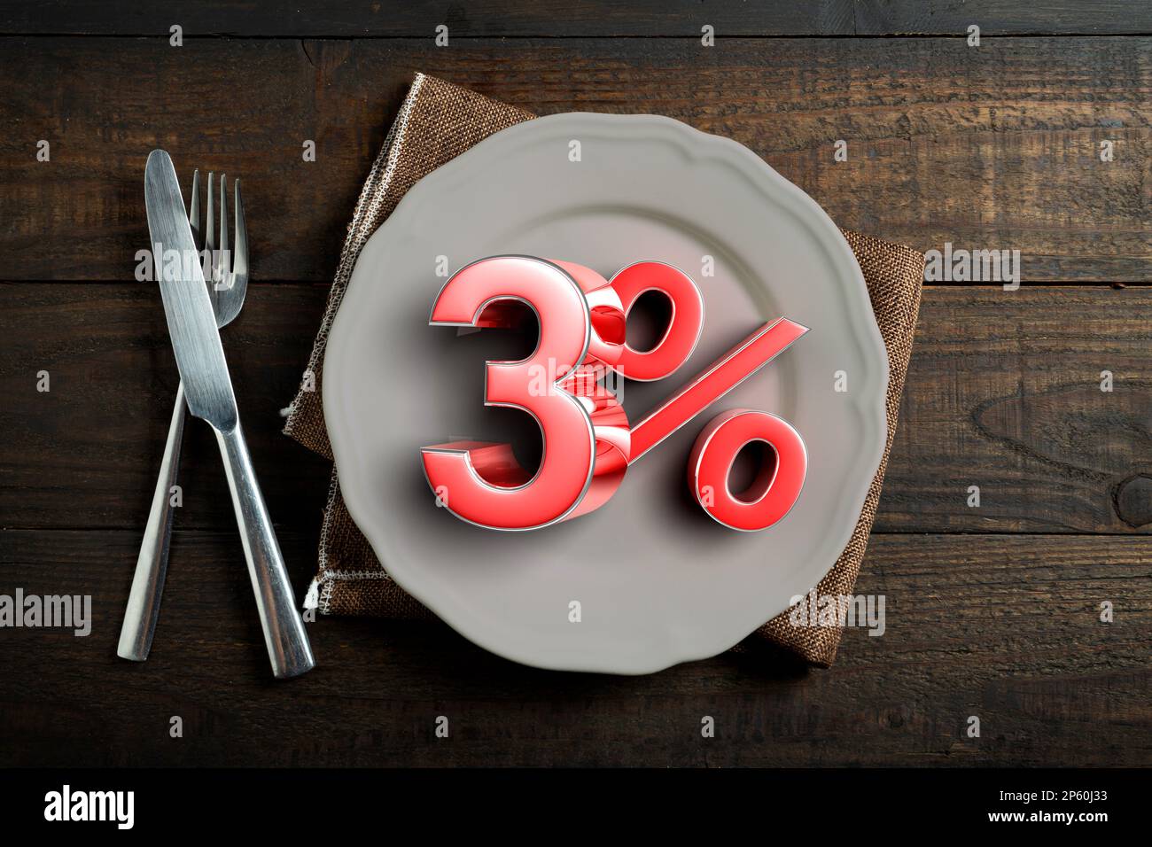 L'illustration numéro 3 pour cent 3D est placée sur une plaque blanche ...