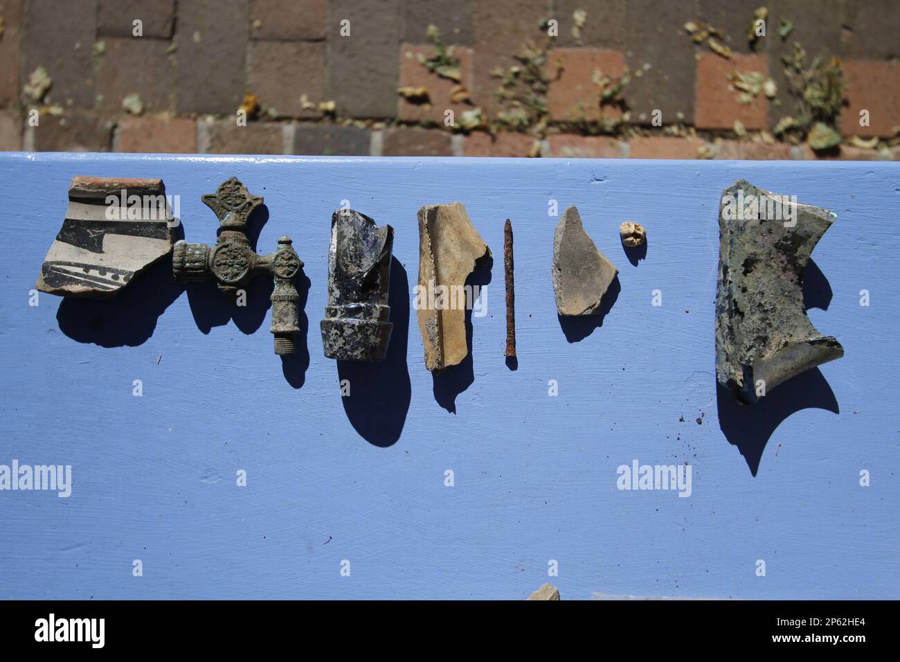 This Oct. 22, 2012 photo shows artifacts excavated from beneath Theo ...