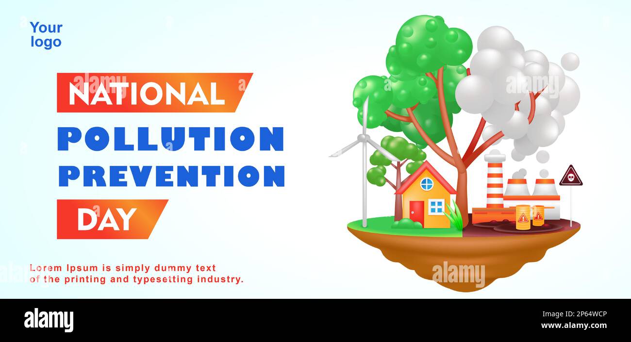 Journée nationale de la prévention de la pollution, 3D illustration de ...