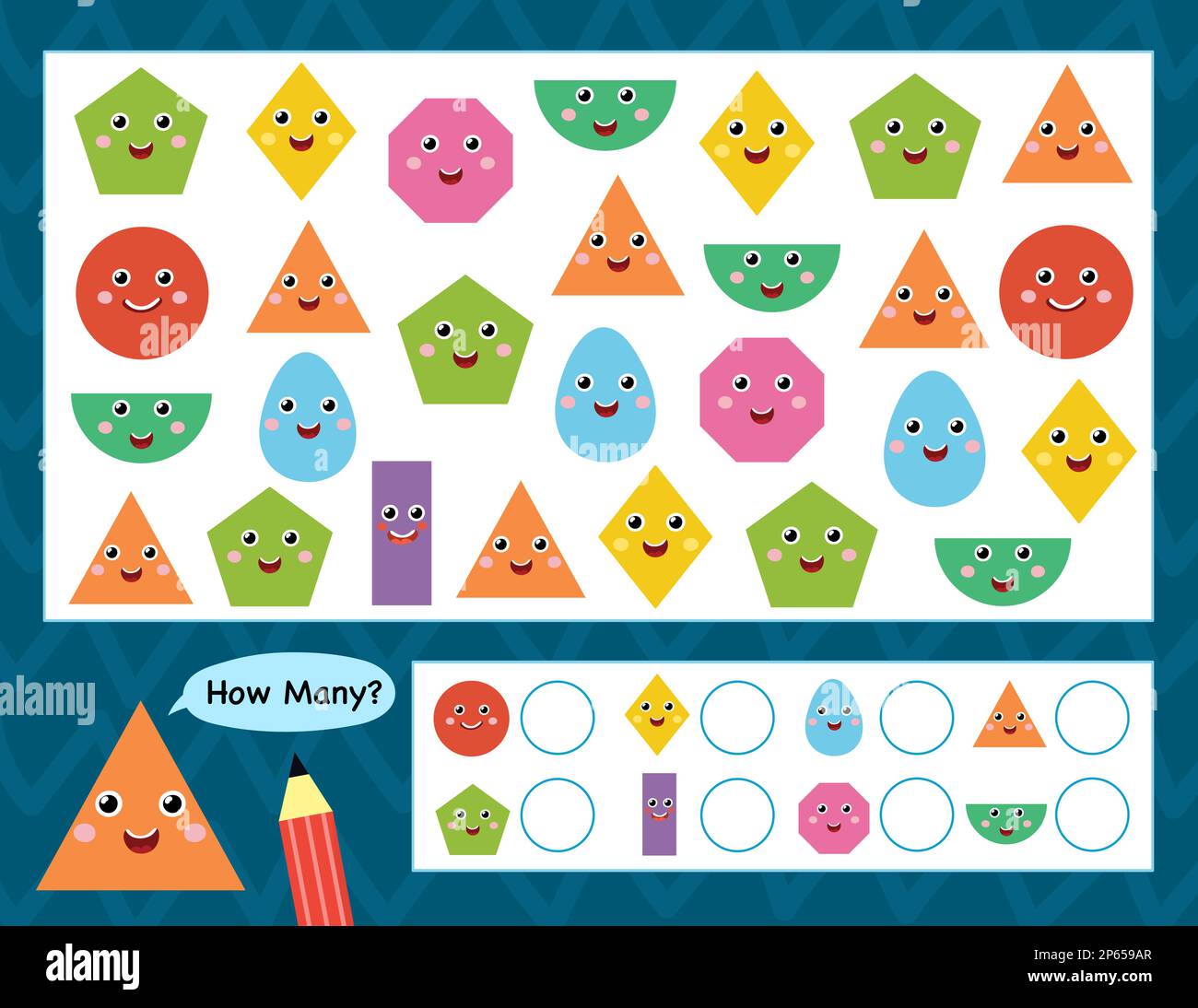 Page d'activité combien de formes pour les enfants. Compter les formes ...