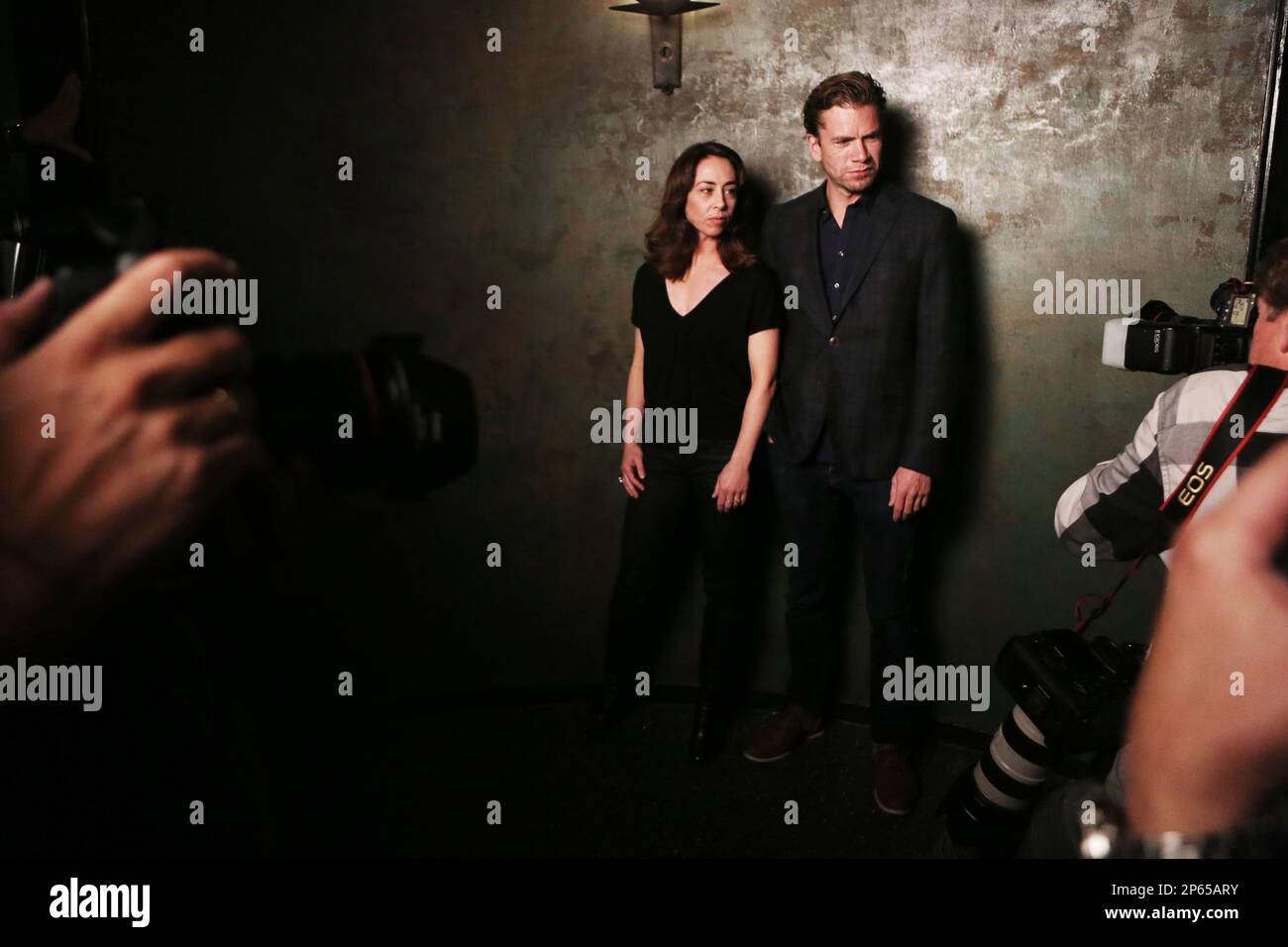 Actress Sofie Graaboel, left,and actor Nicolai Lee Kaas during a press ...