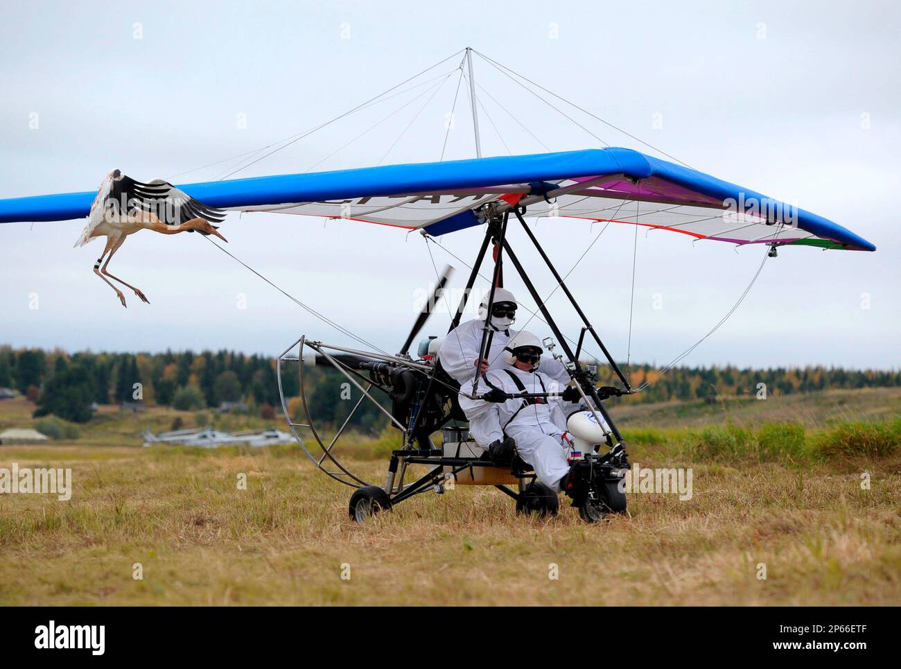 Russian President Vladimir Putin (front seat) watches from a motorized ...