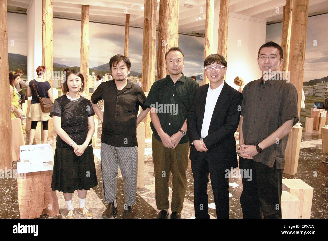 (L-R) Architects Kumiko Inui, Akihisa Hirat, photographer Naoya Hatakeyama, a commisioner of the ...