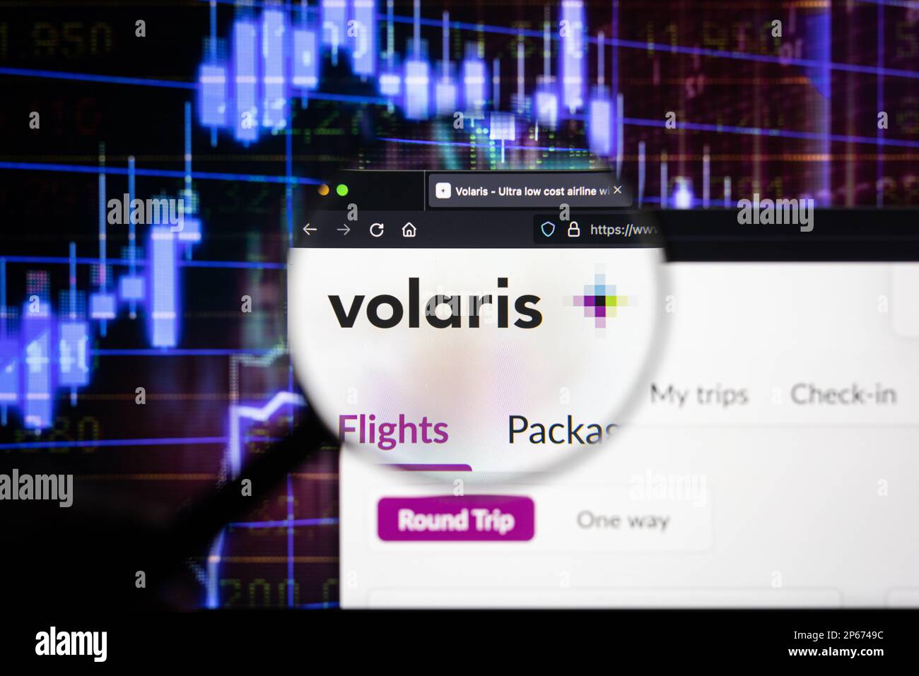 Logo de la compagnie aérienne Volaris sur un site Web avec des ...