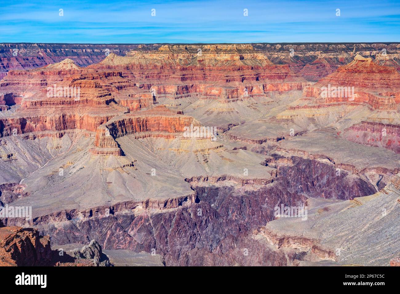 Grand Canyon le long de Hermit Road le jour du soleil, Parc national du Grand Canyon, UNESCO ...