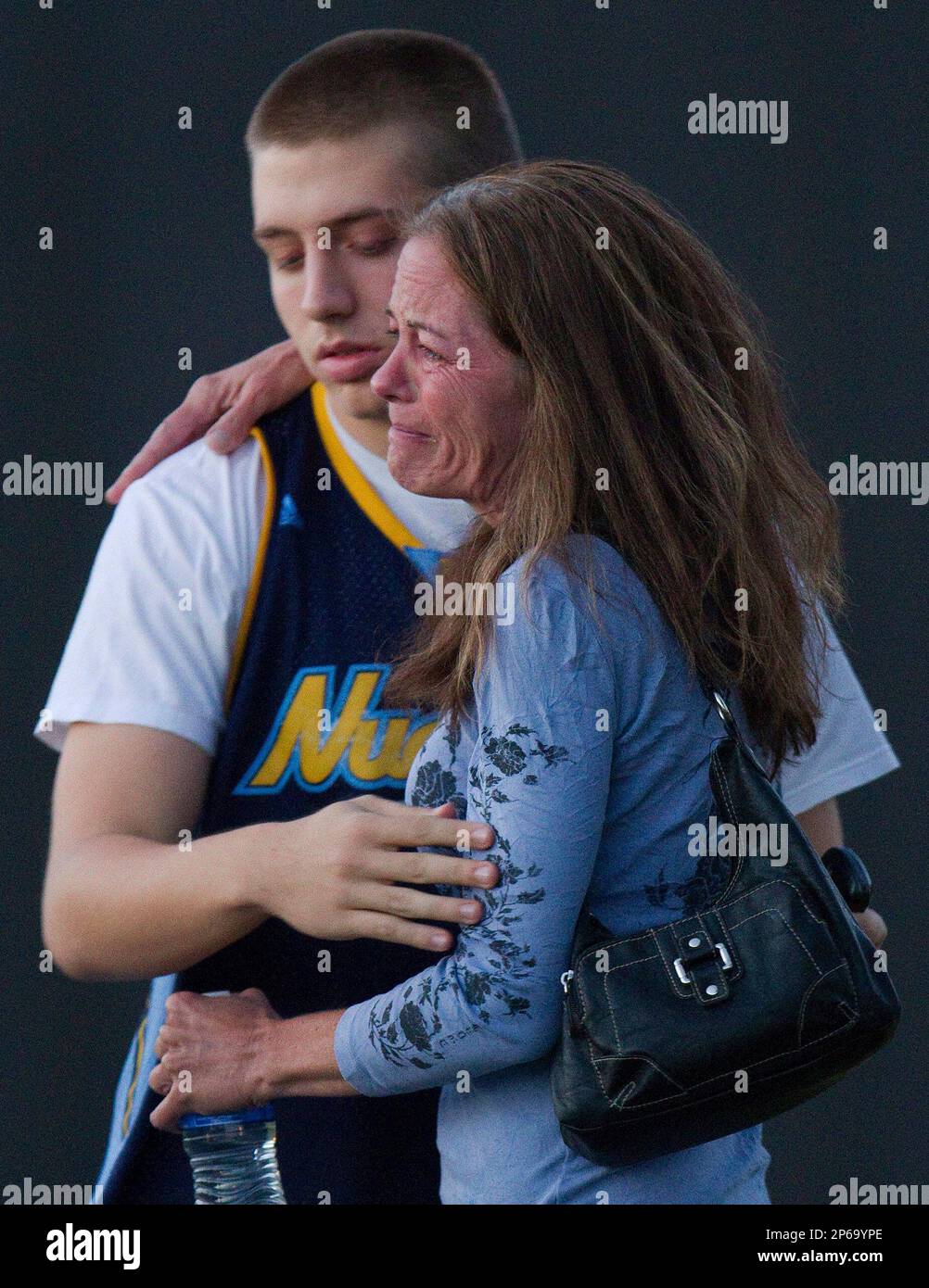 Jacob Stevens, 18, hugs his mother Tammi Stevens after being interview ...