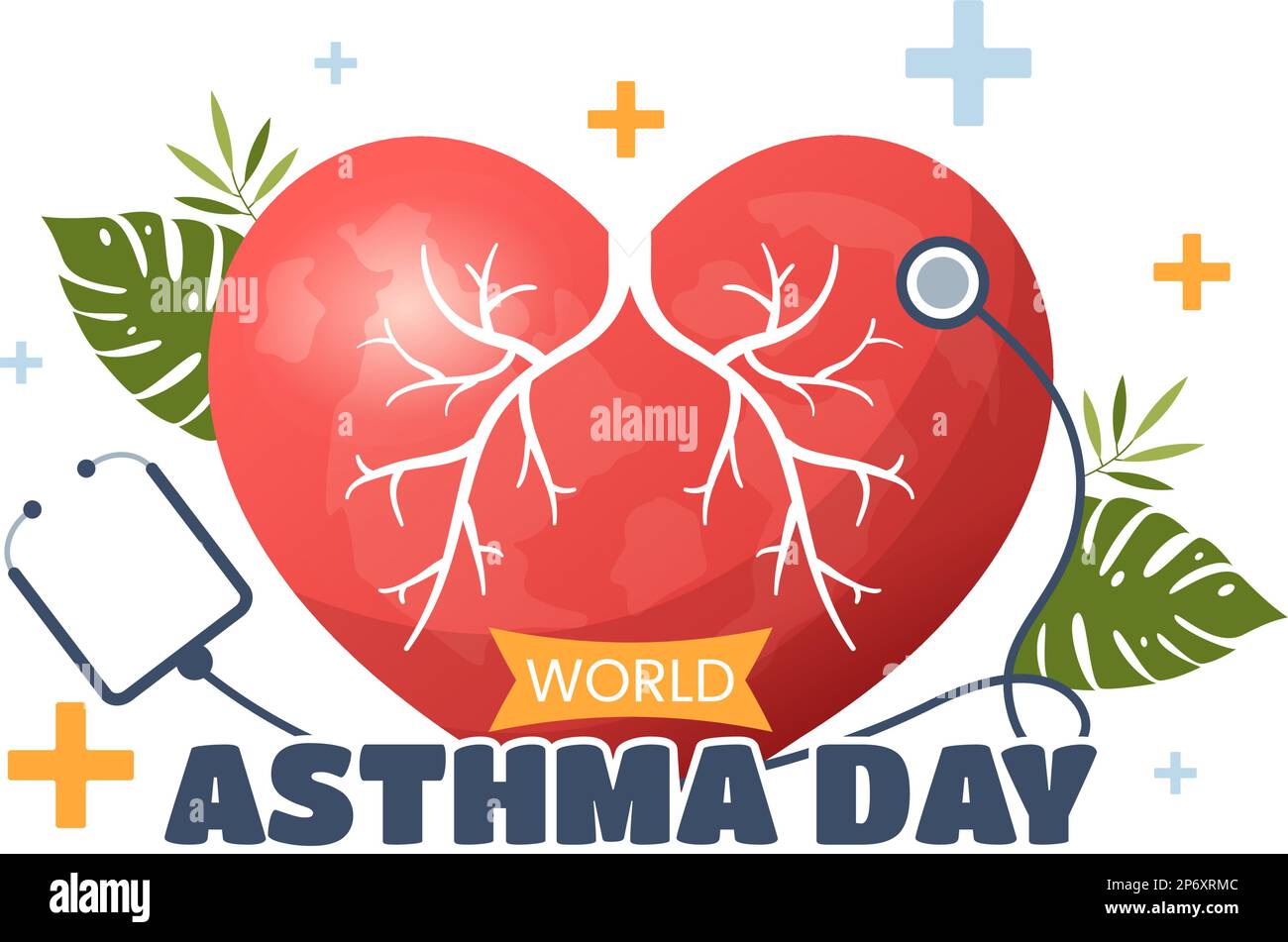 Illustration de la Journée mondiale de l'asthme sur 2 mai avec poumons ...