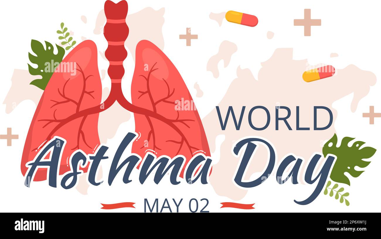 Illustration de la Journée mondiale de l'asthme sur 2 mai avec poumons ...