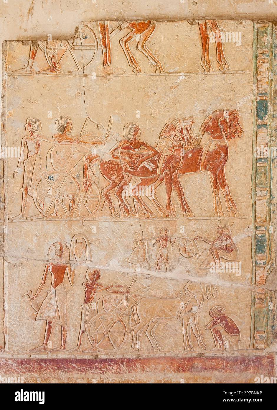 Egypte, Saqqara, tombe de Horemheb, salle intérieure, paroi est côté ...