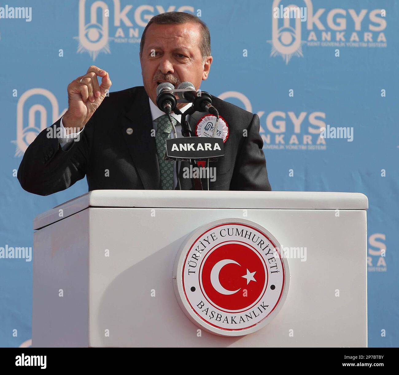 Turkey's Prime Minister Recep Tayyip Erdogan speaks at the opening of a ...